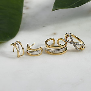 Ivy Gems Women Infinity Promise Ring in Sterling Silver Yellow Gold Plated Finish with White Topaz Accent Jewelry Size 7