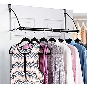 HOLDN’ STORAGE Over The Door Hanger - Door Rack Hangers for Clothes - Bathroom Over Door Hanger for Hanging Clothes & Towels - Over The Door Clothes Drying Rack, Black
