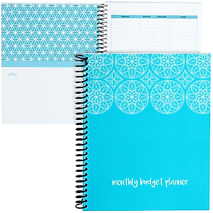 Paper Junkie Blue Monthly Budget Planner, Bill Organizer with 24 Pockets for Receipts, Home Expense Tracker (8x10 In)