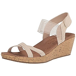 Skechers Women's Cork Wedge Sandal, Natural, 6