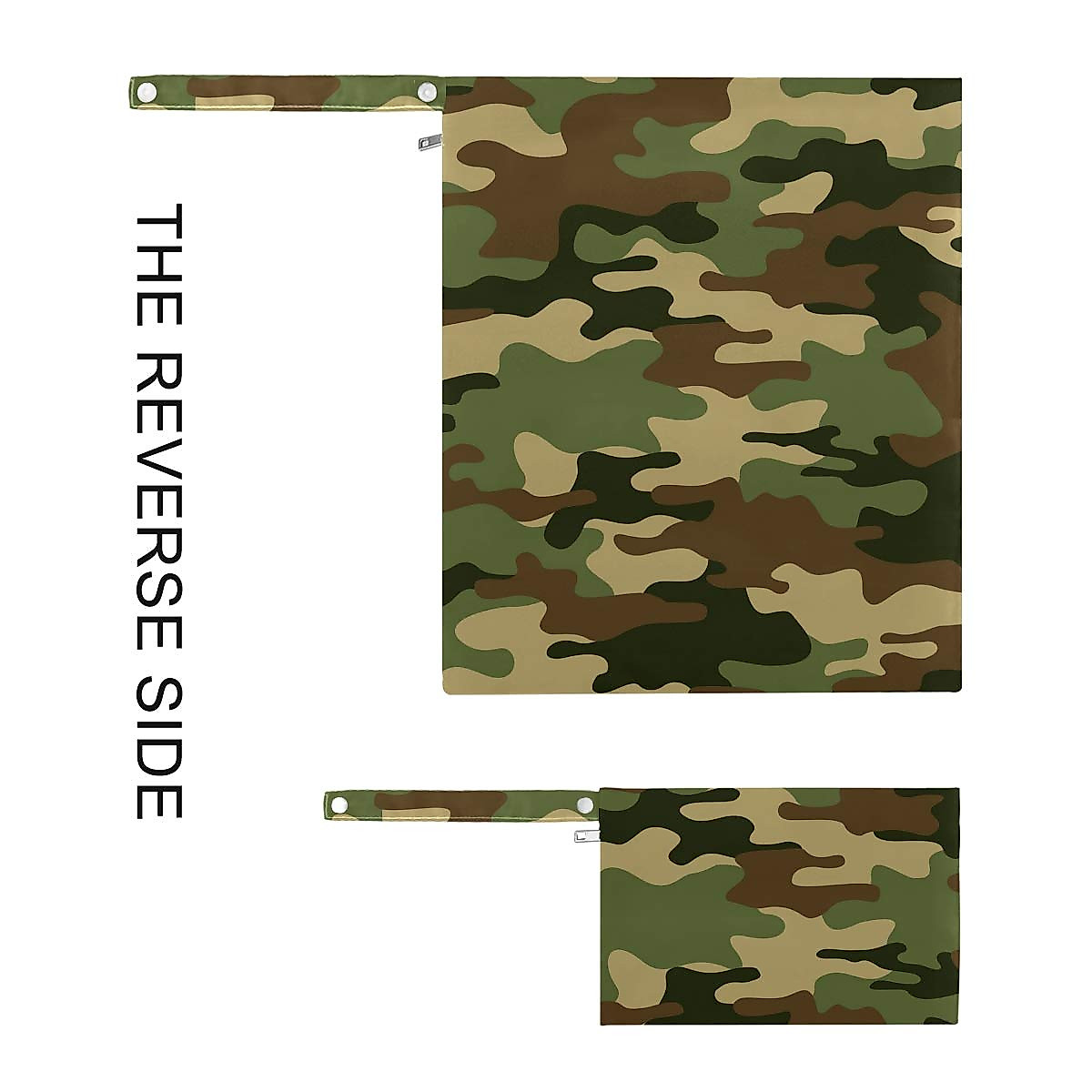 Baofu Camo Pattern Wet Dry Bags Sets Waterproof Reusable Travel Beach Baby Cloth Diaper Wet Dry Bags Organizer with Two Zippered Pockets for Swimsuit and Gym,2Pack