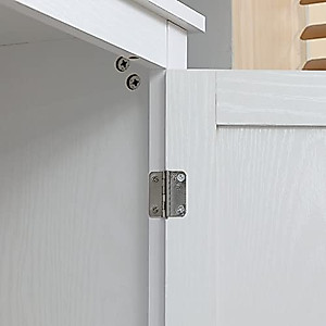 HOMCOM 72" Freestanding 4-Door Kitchen Pantry, Storage Cabinet Organizer with 4-Tiers, and Adjustable Shelves, White