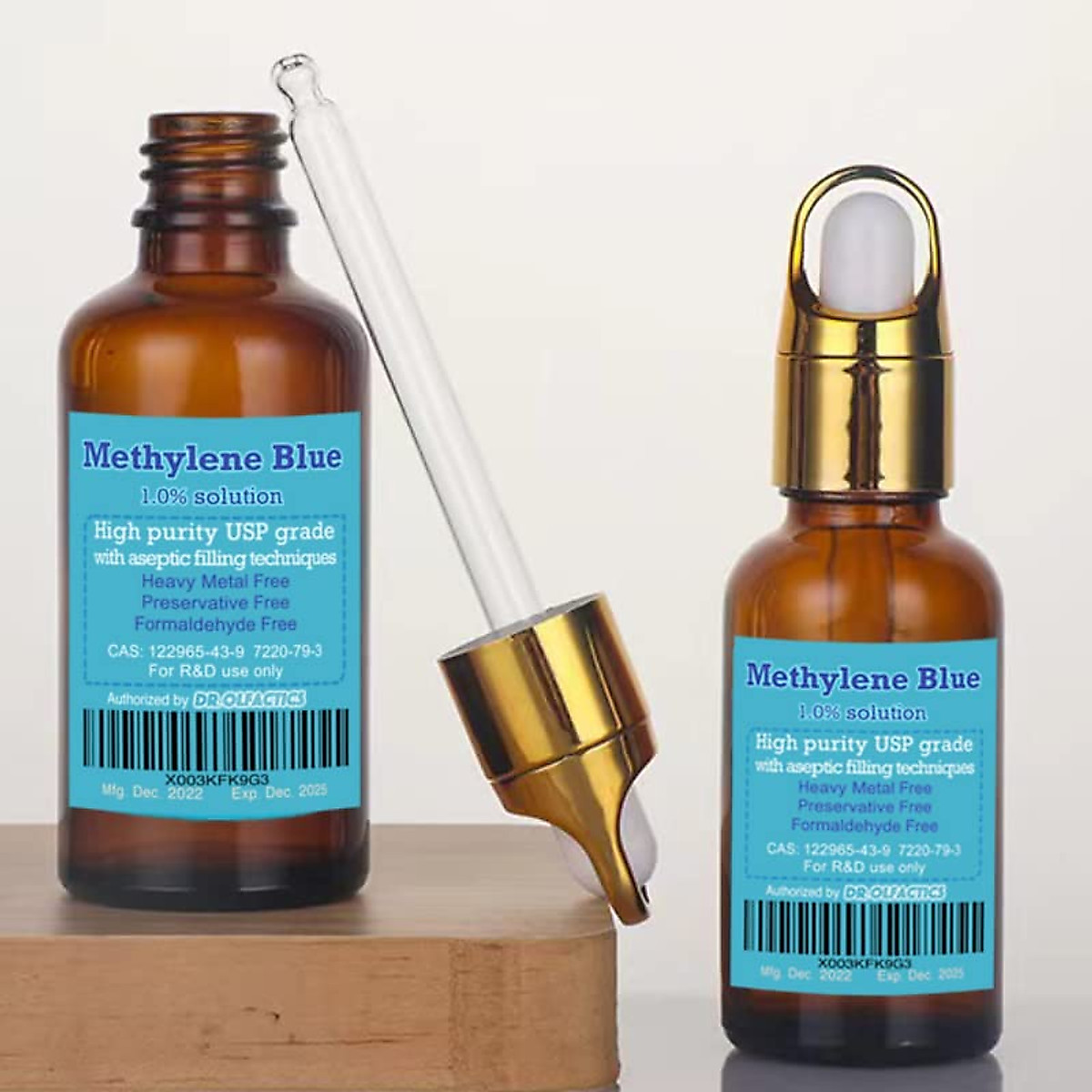 Methylene Blue USP Grade 1.0% Solution 50 mL (1.69 fl oz) High Purity with Aseptic Filling Techniques (Premium Dropper) 3rd Party Tested.