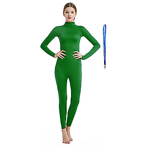 Full Bodysuit With Zipper Helper Womens Costume Without Hood and Gloves Socks Spandex Zentai Unitard (Medium, Green)