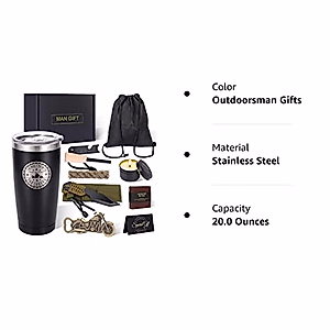Birthday Gifts for Men Brother Husband, Fathers Day Dad Gifts for Him Boyfriend Outdoorsman Gifts for Men Camping Gifts Unique Mens Gift Set Tumbler Gift Baskets for Men Papa Uncle Gift Box for men