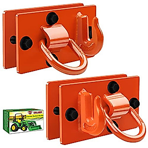 Tractor Bucket Hooks | Grade 70 Forged Steel Bolt On Grab Hook Tow Hook Mount| Heavy Duty Tractor Bucket Accessories | Perfect for Tractor Bucket, RV, UTV, Truck and More, Max 17000 lbs Orange, 2 Pack