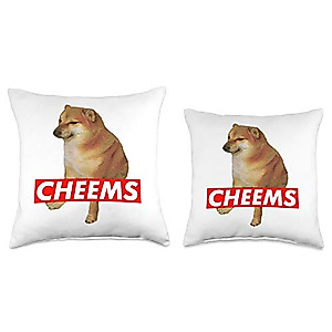 Doge Cheems Shiba Inu Meme Throw Pillow, 16x16, Multicolor