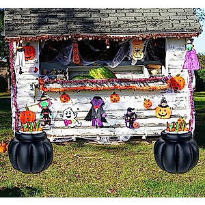 2 Pieces Inflatable Cauldron Drink Cooler Happy Halloween Party Beverage Holder Inflatable Coin Pot Cauldron Drink Cooler with Drain Plug for Halloween Parties Food Drink Holder Cooler Containers