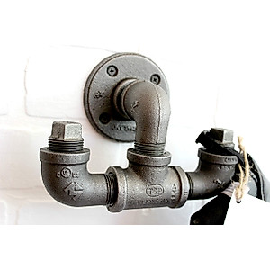 Industrial Pipe Hooks - Black pipe coat hook, towel hook, industrial wall hook, rustic coat rack, hanger, entryway hat hook