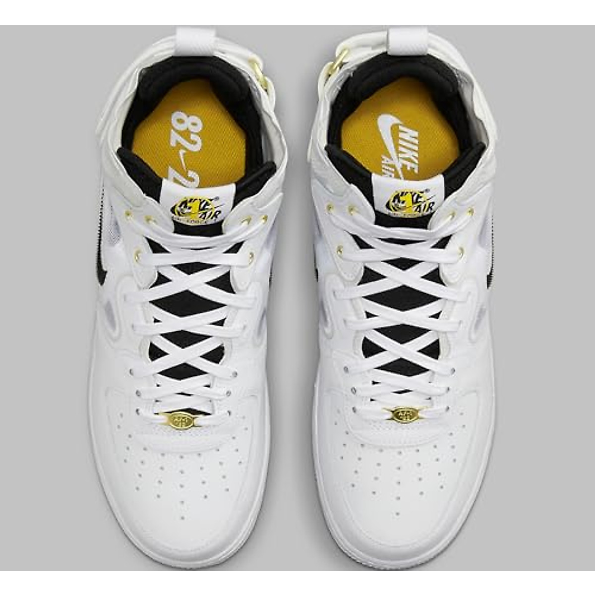 Nike mens Air Force 1 Mid React Shoes, White/Black-yellow Ochre, 9.5