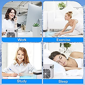 Personal Air Conditioners Portable AC Mini Air Conditioner for Office Dorm Room,Small AC Desktop Air Cooler Fan with Humidifier,3 Speed,7 Color light