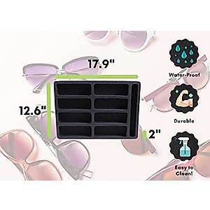 Polar Whale Sunglasses Drawer Organizer Tray Insert for Home Bedroom Bathroom Vanity Dresser Counter Table Waterproof Washable Black Foam 8 Compartment 12.6 x 17.9 Inches