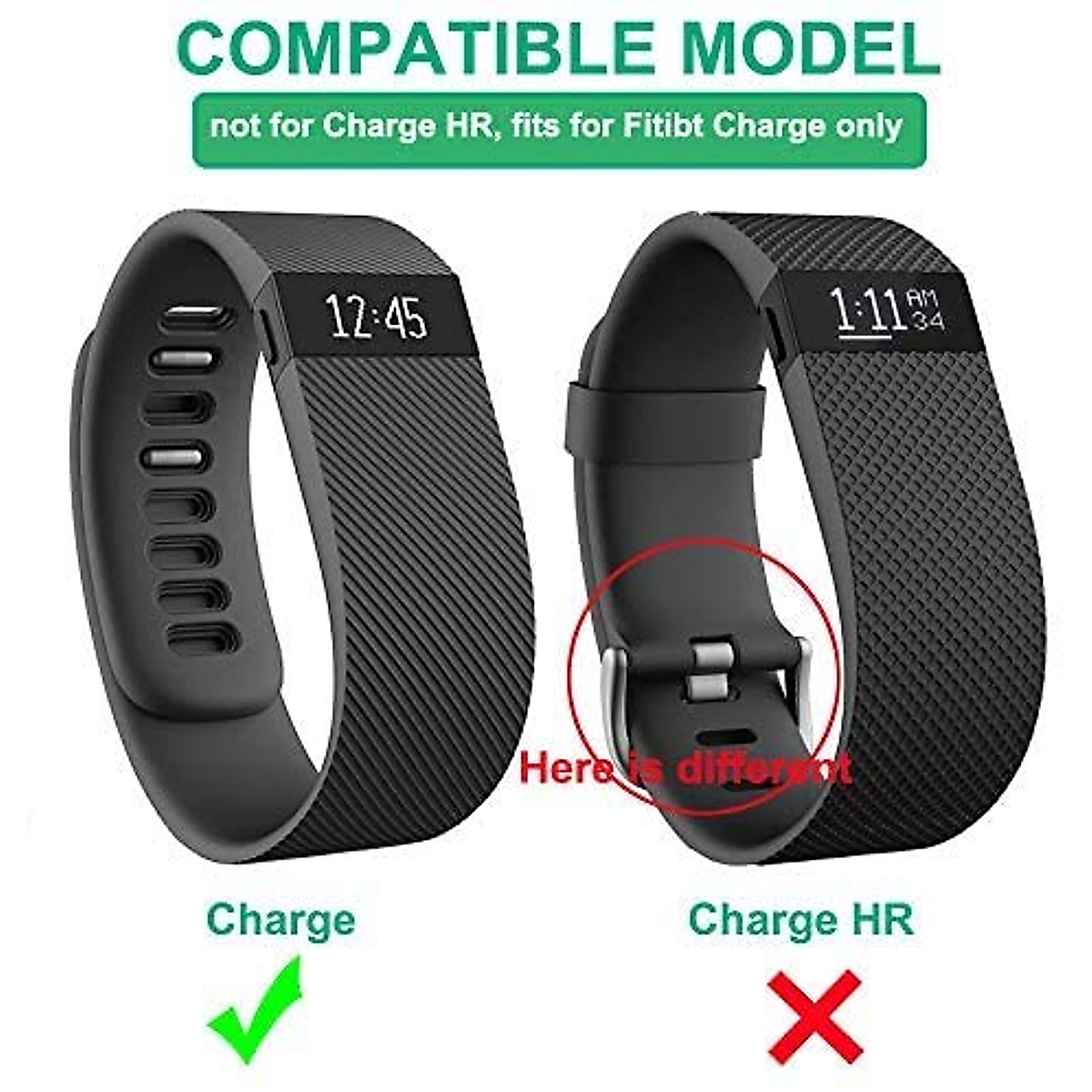 Kissmart 2Pack Charger Compatible with Fitbit Charge/Force (Not for Charge HR), Repalcement USB Charging Cable Cord for Fitbit Charge/Force
