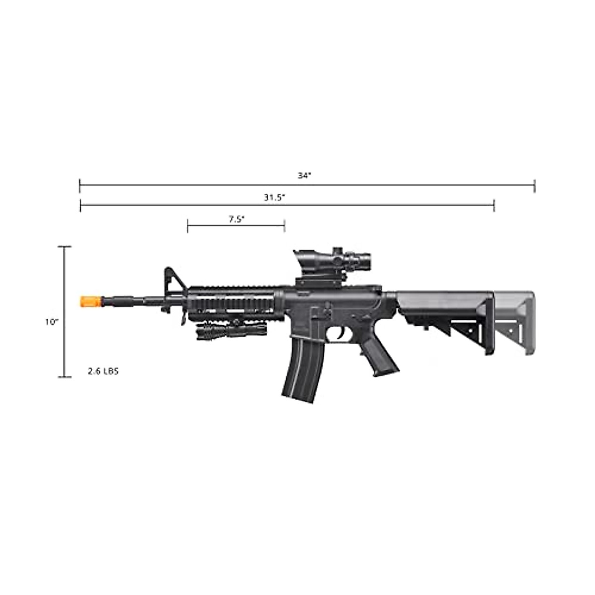 350 FPS Heavy Version M4 Airsoft Spring Rifle w/Flashlight and Red Dot Sight (Color: Black) (Large)
