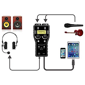 Lightning Microphone Preamp Compatible with iPhone 11 X 8 7 6 Vlog, Saramonic 2-Channel Lightning Mic XLR & 6.3mm Guitar Interface for iPad iPod, iOS Smartphone Tablet YouTube Video