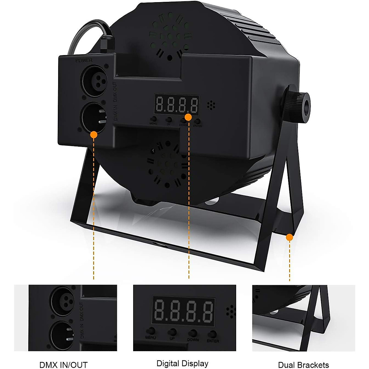 Missyee 36 RGB LED DJ Stage Uplight -DMX Control Sound Activated with Remote Control and 9 Modes LED for Wedding, Events, Christmas and Halloween Music Disco Party -R&D in USA-4 Pack