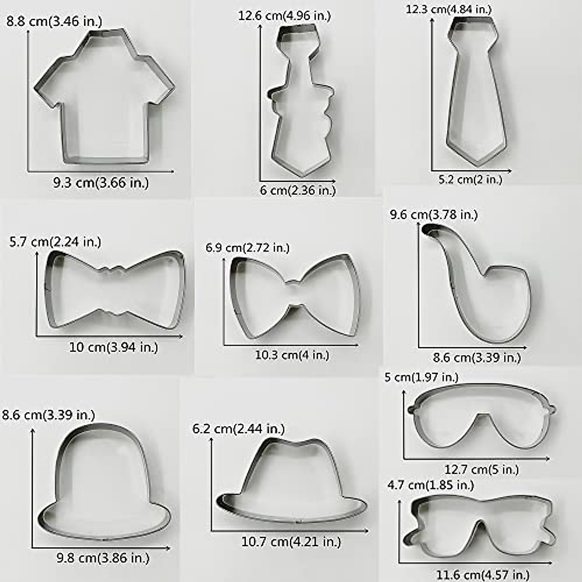 KENIAO Father's Day Cookie Cutter Set, 15 Pcs, Stainless Steel