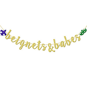 Beignets & Babes Banner, Nola Bachelorette Party Decorations, New Orleans Bachelorette Decorations, Pre-Strung Supplies for Beignets and Besties, Bridal Showers, Gold Glitter