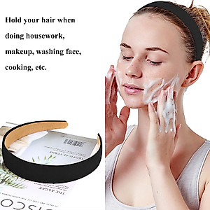 Wecoe Black Headband Women 1 Inch Sueded Like Headband Non Slip Fashion Solid Plain Headband Hair Band DIY Halloween Christmas Costume Hair Accessories for Women Girls Diademas Para Mujer Gifts