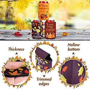 3 otters 12 Pcs Thanksgiving Day Can Cooler Friends Gathering Neoprene Beer Can Cooler Cover Fall Turkey Party Cans Decor Sleeves for Soda Beer Soft Drinks Canister Friendsgiving Parties holiday