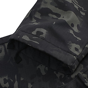 GSGGIG Men's Fleece Lined Camo Hiking Tactical Ripstop Pants Winter Outdoor Work Cargo Pants with 8Pockets No Belt JR55 Black CP CAMO 32