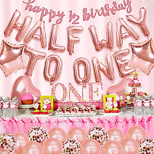 1/2 Birthday Girl Decorations Half Birthday Decorations Half Way To One Baby Girl Outfit 6 Months Birthday Decorations Half Way To One Balloons Banner Halfway To One Baby Girl Half Way To First