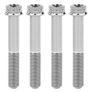 Wanyifa Titanium Flange 12 Point Head M10 x20 25 30 35 40 45 50 55 60 65 70 mm Bolt Screw Pack of 4 (M10x70mm Pitch 1.25mm, Silver)