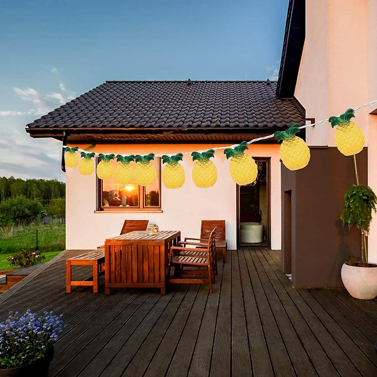 Dr.BeTree Pineapple String Lights 8.5ft, Funny Pineapple String Lights 10 Large Pineapple Lights, Tropical Beach Themed Pineapple Fairy Lights for Home Birthday Party Decor, White Wire