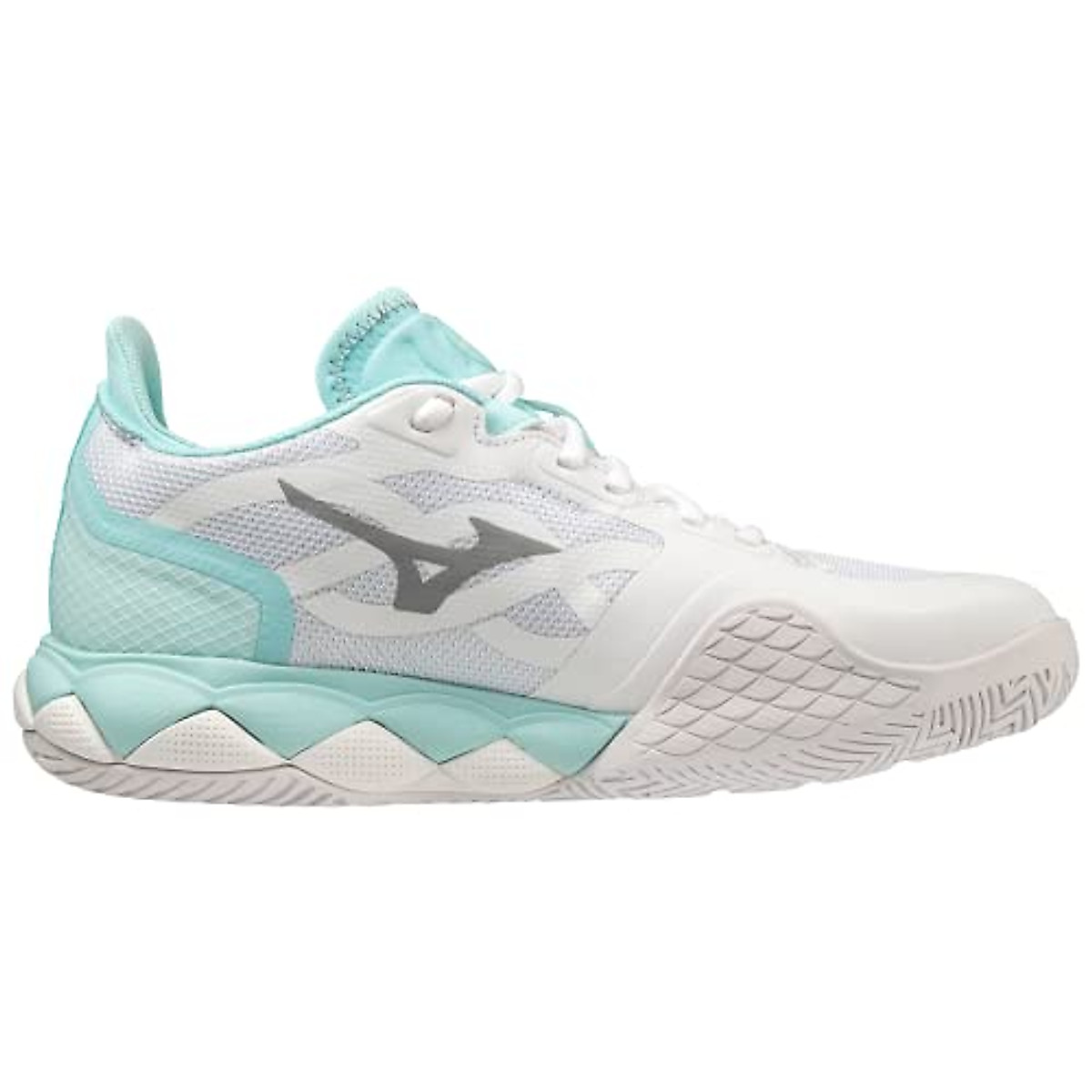 Mizuno Women's Enforce Tour Tennis Shoe, White Turquoise, 8