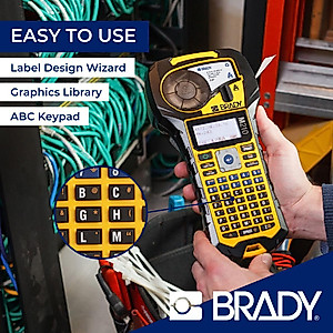 Brady M210 Portable Label Printer with Rubber Bumpers, Multi-Line Print, 6 to 40 Point Font (Replaces BMP21-PLUS Printer)