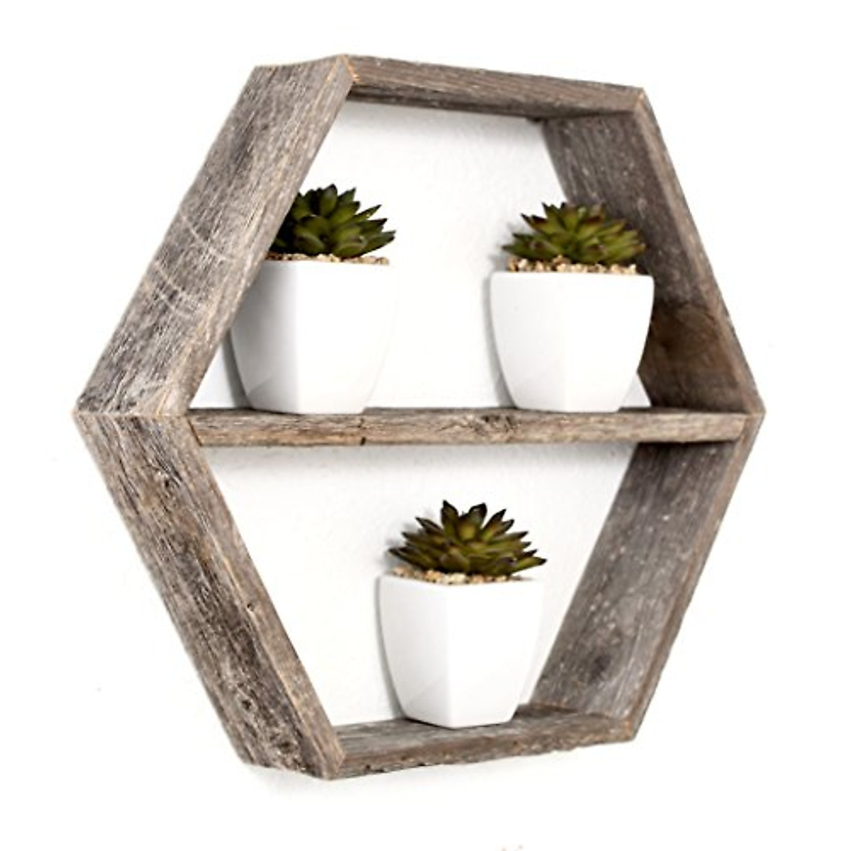 BarnwoodUSA | Rustic Wood Hexagon Shelf - 100% Up-Cycled Reclaimed Wood