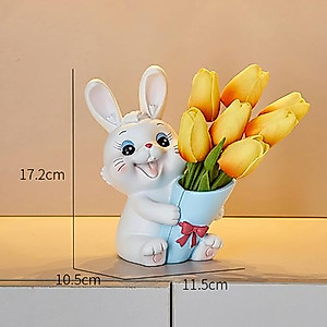XINGYUANHE Lovely Rabbit Tray Sculpture Home Living Room Decor Statue Room Decor Easter Decoration Resin Ornaments Gifts