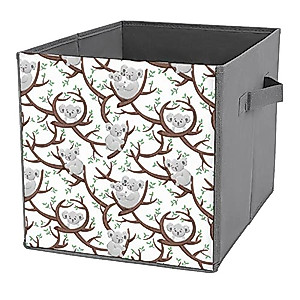 Funny Cartoon Koalas Large Cubes Storage Bins Collapsible Canvas Storage Box Closet Organizers for Shelves