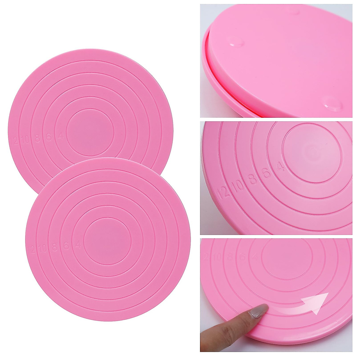 Tsnamay 2Pcs Cake Decorating Turntable,5.5inch Rotating Cake Turntable, Turns Smoothly Revolving Cake Stand Cake Decorating Baking Tools Accessories Supplies for Cookies Cupcake,Pink