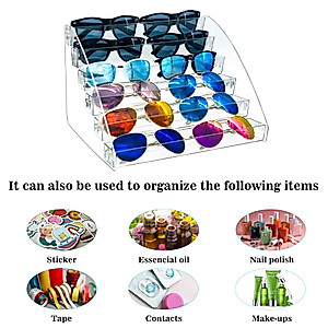 MineSign Sunglasses Organizer Clear Eyeglasses Display Case Sticker Display Tray For Glasses Tabletop Holder Stand (6 layer)