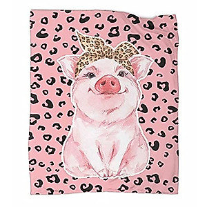 Cute Pig Cozy Soft Flannel Blanket Luxury Fleece Bed Blanket Throw Blanket Lightweight for Sofa Chair Bed for Couch Living Room 60"X50"