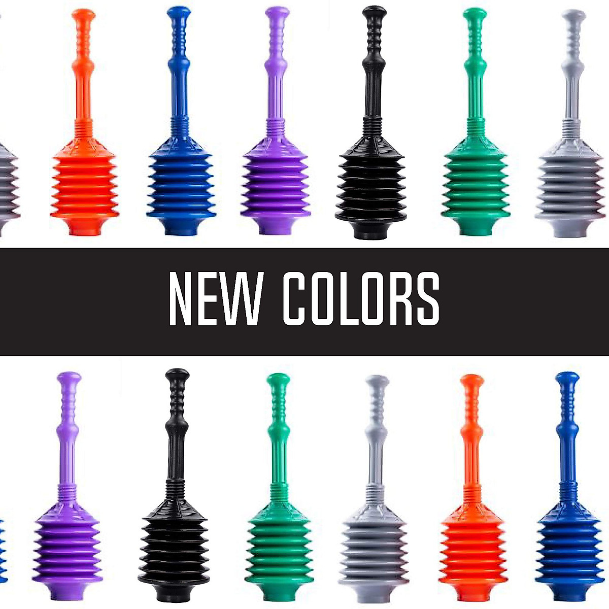 JS Jackson Supplies Professional Bellows Accordion Toilet Plunger, High Pressure Thrust Plunge Removes Heavy Duty Clogs from Clogged Bathroom Toilets, All Purpose Power Plungers for Bathrooms, Black