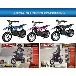 UpBright 12V AC/DC Adapter Compatible with Razor MX125 Dirt Rocket Miniature Electric-Powered Motocross Electric Bike 15118261 15118240 15118201 12V Lead-Acid Rechargeable Battery Charger Power Supply