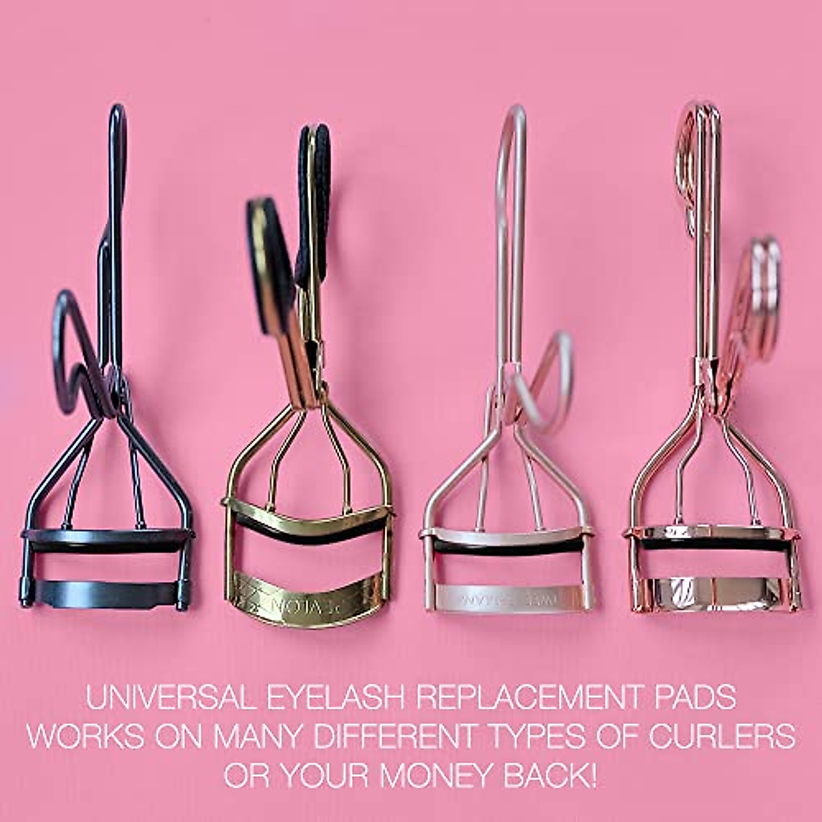 Black Eyelash Curler Refills (24-Pack) Replacement Pads | Eye Lash and Cosmetic Accessory | Create Permanent Curls and Intense Lashes | Universal Fit for Standard Curlers