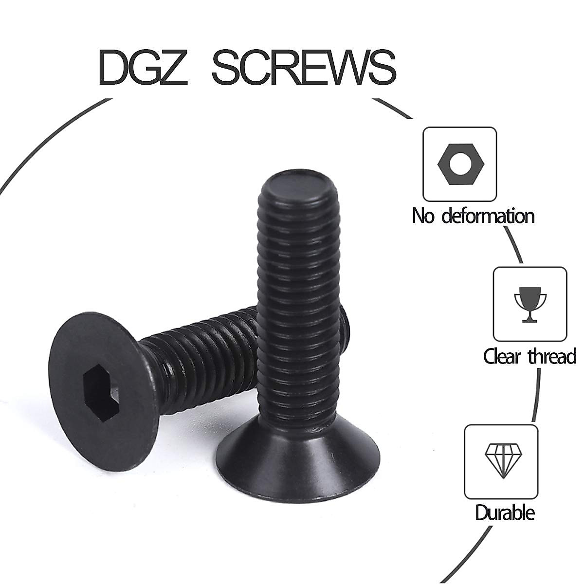 25pcs M6-1.0 X 12mm Flat Head Socket Cap Countersunk Bolts, 10.9 Grade Grade Carbon，Hex Drive Flat Head