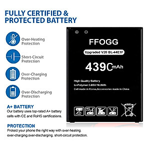 LG V20 Battery,[4390mAh] Upgraded Li-Ion Battery for LG V20 BL-44E1F US996, AT&T H910, T-Mobile H918, Verizon VS995, Sprint LS997 LG V20 Spare Battery