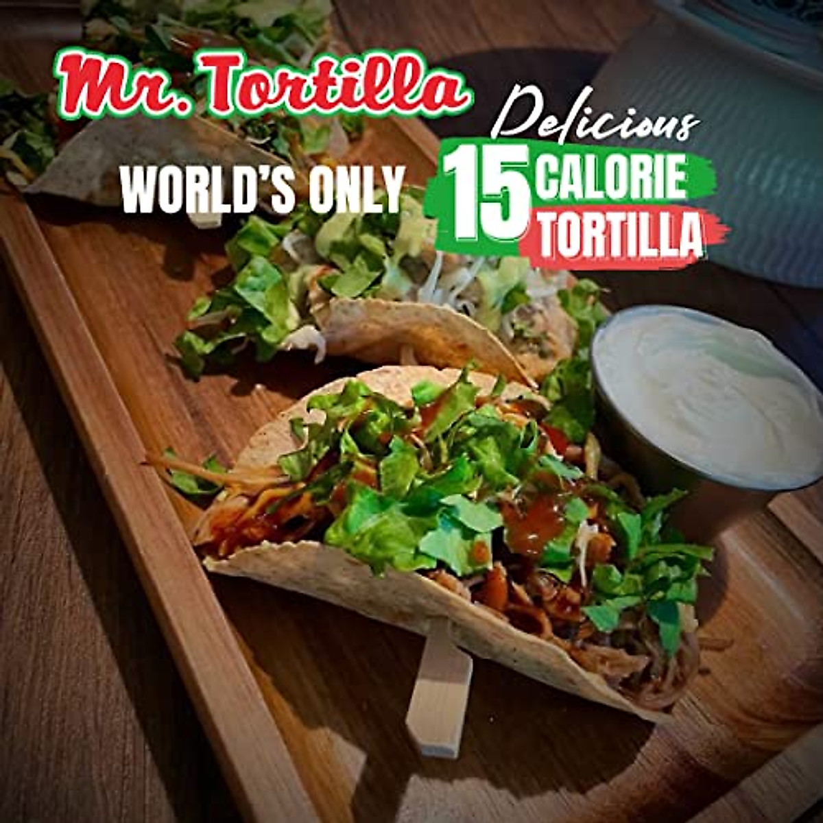 Mr. Tortilla World's Only 15 Calorie, 1 Net Carb Tortilla Wraps (96 Tortillas) | Keto, Low Carb, Low Calorie, Vegan, Kosher | (Multigrain)