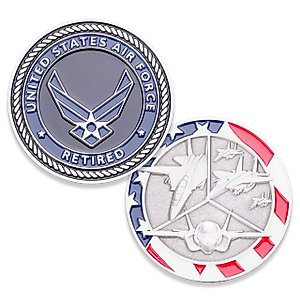 Air Force Retired Challenge Coin - United States Air Force Retired Challenge Coin - Amazing US Air Force Military Coin - Designed by Military Veterans!