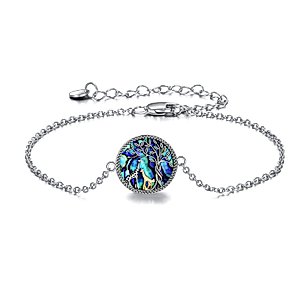 ONEFINITY Giraffe Bracelet Sterling Silver Abalone Shell Giraffe Bracelet Tree of Life Giraffe Jewelry Gifts for Women