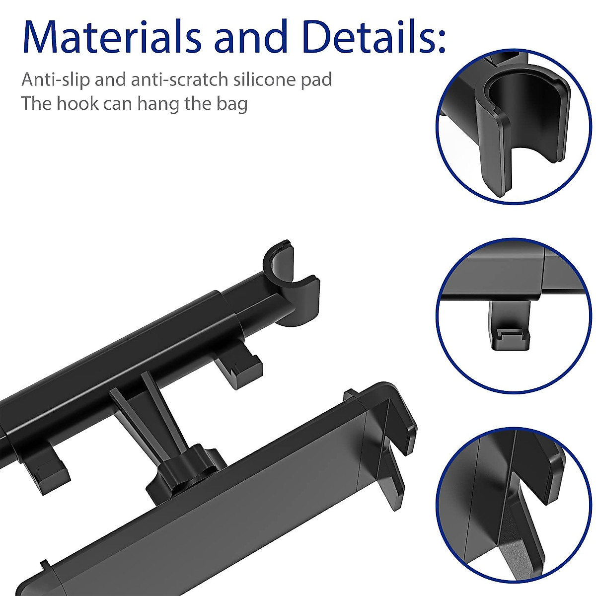 Geekria Car Headrest Mount Holder Gaming Accessories Compatible with Nintendo Switch/Switch OLED/Switch Lite/Cell Phone, or Other 5.5-10.5" Device, 180° Rotating Adjustable (Black)