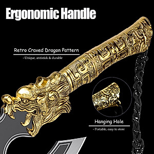 univinlions Heavy Duty Kitchen Axe Forged Bone Cleaver Cool with Dragon Handle Hatchet for Home, Outdoor Camping, Hiking Birthday Thanksgiving Idea Men