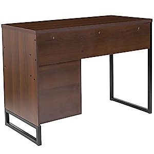 Flash Furniture Northbrook Rustic Coffee Wood Grain Finish Computer Desk with Black Metal Frame