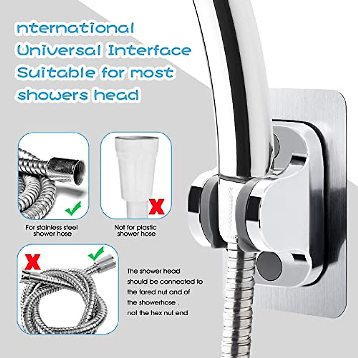 Thinp Strong Adhesive Shower Holder, Handheld Shower Head Holder No Drilling Wall Mounted Shower Bracket Shower Hose Holder for Handheld Shower Head