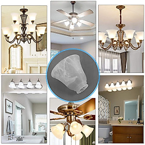 Anmire 3 Pack Alabaster Glass Shade, Bell Shaped Light Fixture Replacement Globe or Cover with 2-1/8-Inch Fitter for Ceiling Fan Light Chandelier Wall Sconce G0106-Bell Frosted Glass Shade 3 Pack