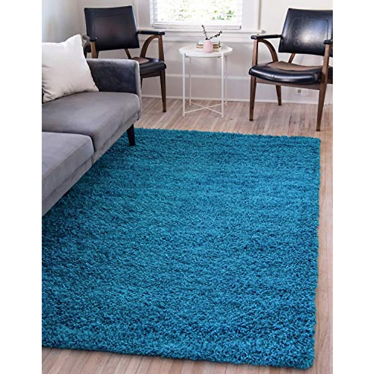 Unique Loom Solid Shag Collection Area Rug (8' x 10' Rectangle, Turquoise)